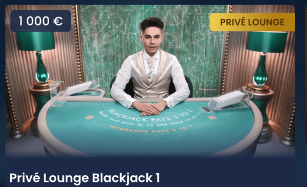 Privé Lounge Blackjack : des tables en direct privatives